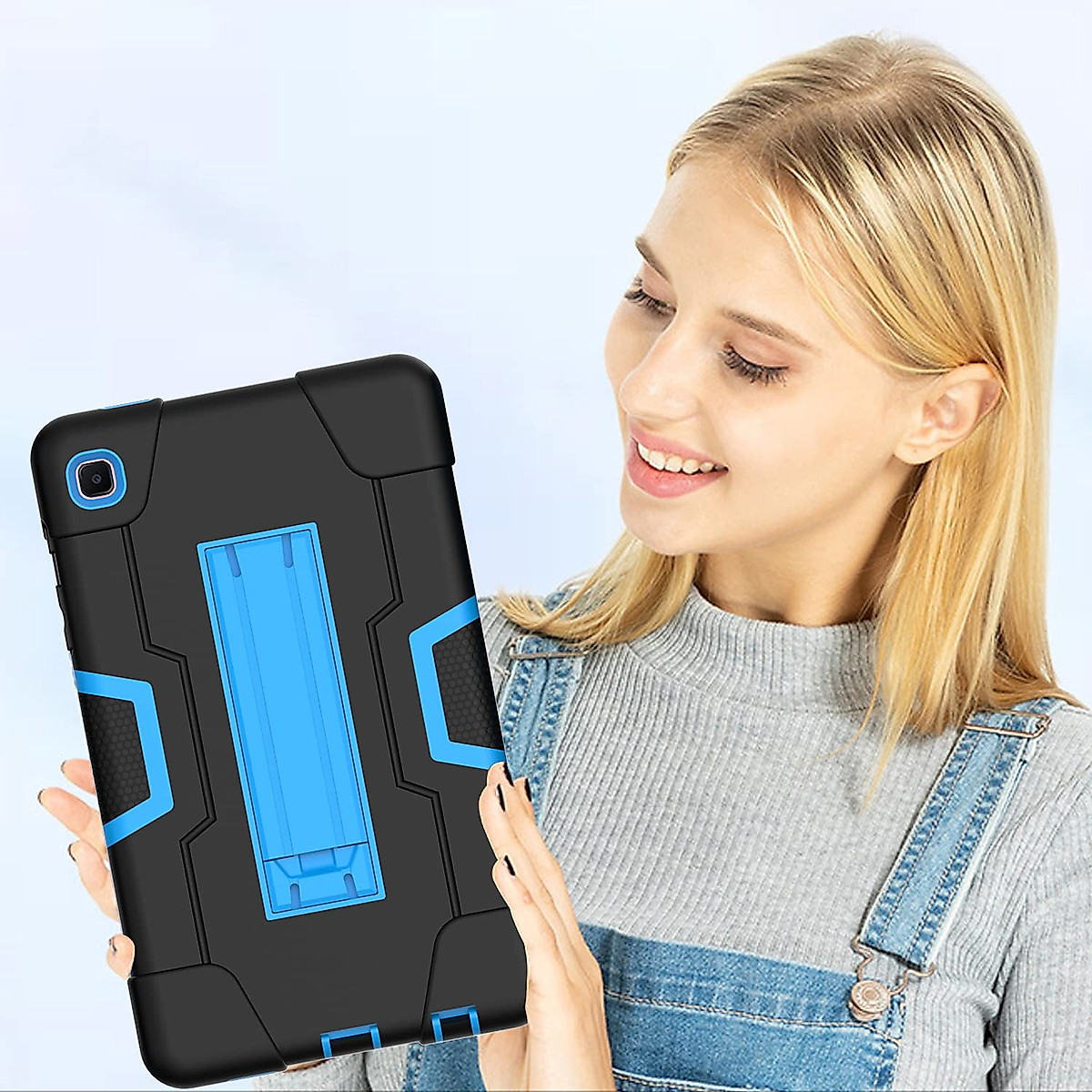 Bingcok Case for Galaxy Tab A7 Lite 8.7 Case, Heavy Duty Rugged Full-Body Hybrid Shockproof Drop Protection Cover Samsung 2021 Model SM-T220 / SM- T225 (1-Black+Blue)