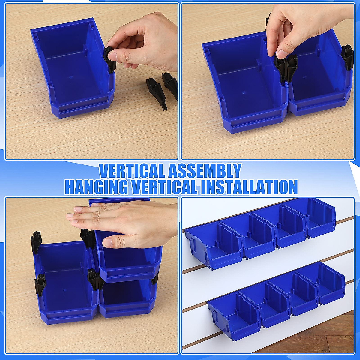 Weysat 24 Pcs Storage Bins Parts Racks, Wall Mounted Tool Storage Bins, Plastic Stackable Garage Storage Bin Organizer for Screws Bolts Nuts Nails Beads Small Hardware Parts Storage Men Gift Tools