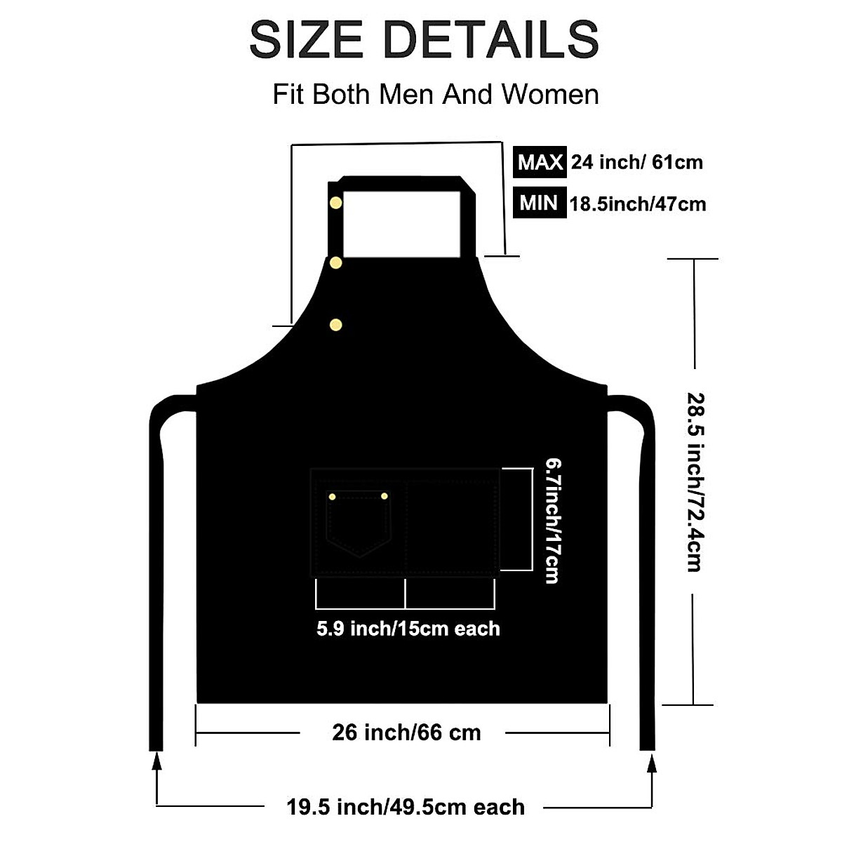 YIUJEFDA Black Aprons for Women Men with Pockets Adjustable Straps Waterproof Cute Canvas Kitchen Cooking Apron for Chef Waitress Server Painting Artist Mother Gifts