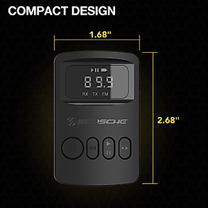 Scosche BTTRFM-SP1 Portable Bluetooth Transmitter/Receiver, FM Transmitter and Wireless Audio Receiver for TV, Headphones, Home/Car Stereo, Airplane Entertainment and more, up to 7 Hour Battery Life