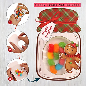 Giiffu 48 Pack Christmas Cards for Kids, Mason Jar Merry Christmas Greeting Cards, DIY Funny Christmas Gifts for School Classroom Exchange Xmas Party Favors(Candy Not Included)