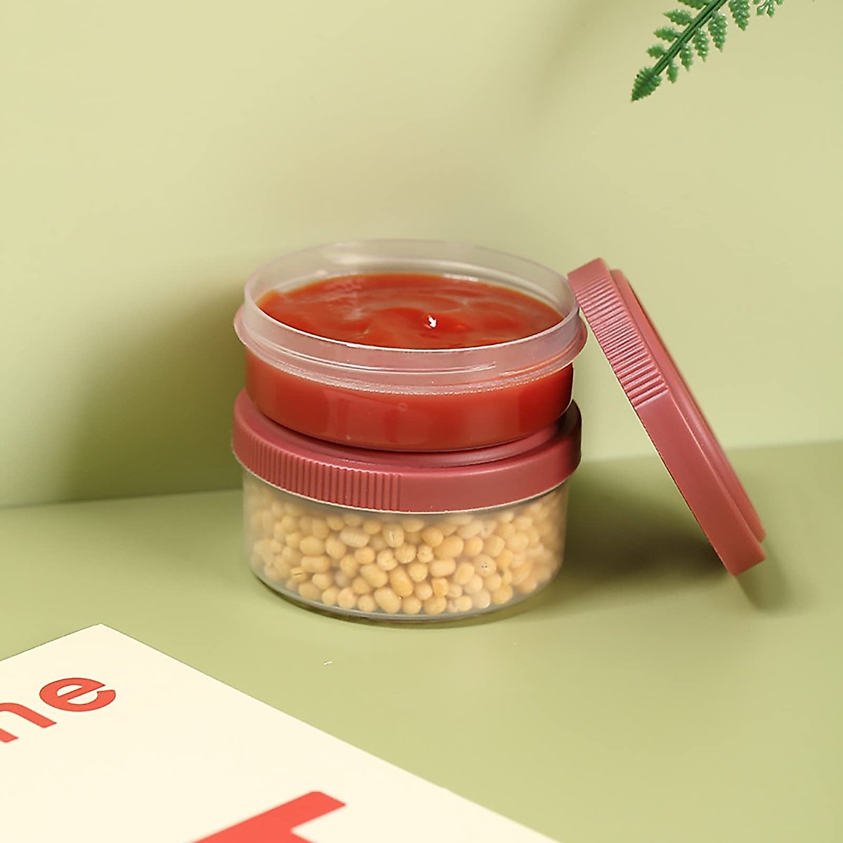 MANMAOHE 12PCS Leakproof Condiment Containers with Lids, 6PCS 2.5oz + 6PCS 1.7oz, Plastic Salad Dressing Container to go, Reusable Sauce Cups, Small Food Storage Containers for Picnic Travel