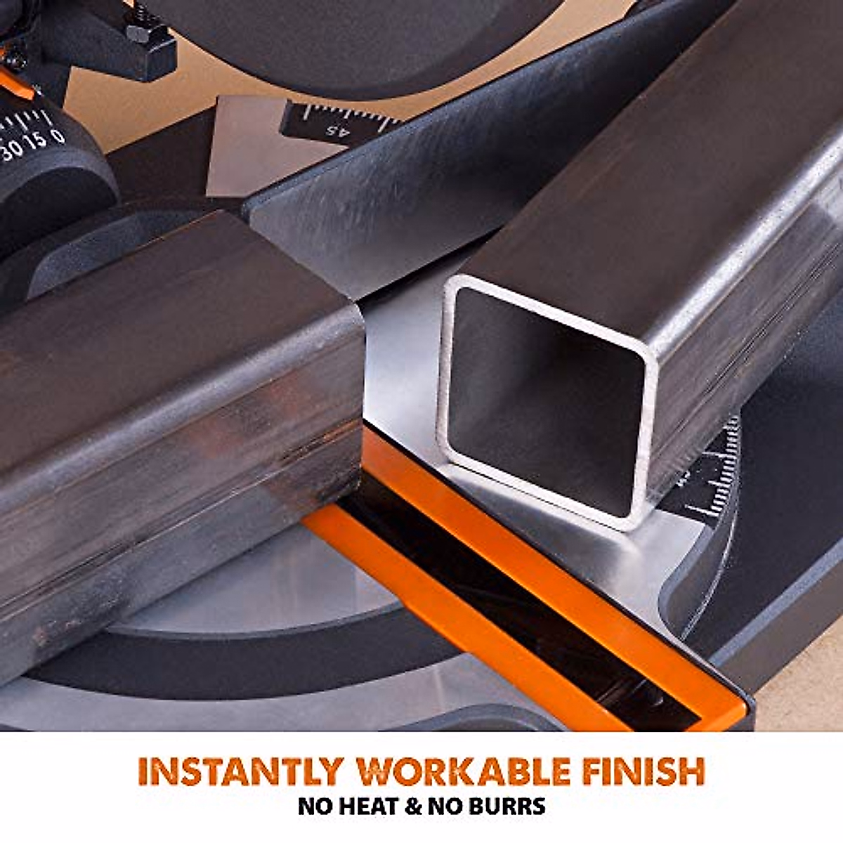 Evolution Power Tools R210CMS Compound Miter Saw, 8-1/4" Multi-Material Cutting TCT Blade Included Cuts Wood Metal Plastic & More, 45° - 45° Degree Miter & 45˚ Degree Bevel Angles, 1200W, 8-1/4"