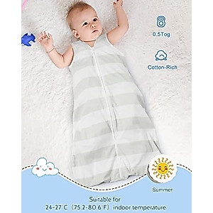 Lictin Baby Sleep Sacks-3 Packs Cotton Baby Wearable Blanket 0.5 TOG,Unisex Sleepsack with Adjustable Length 18-36 Months, Baby Sleeping Bag with 2-Way Safe Zipper for Infant Toddler Boy or Girl