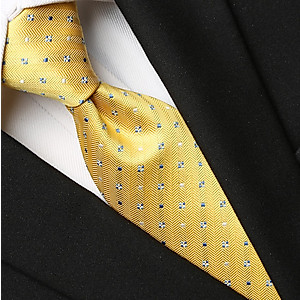 KissTies Ties for Men Gold Yellow Dots Necktie