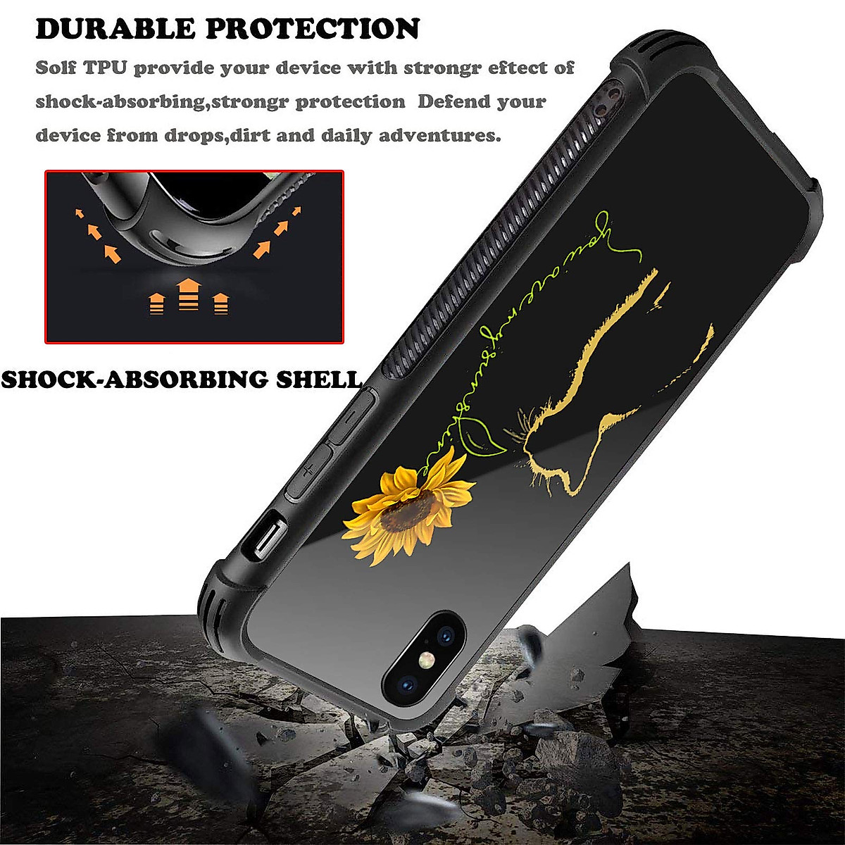 CARLOCA Compatible with iPhone XR Case,Yellow Cat Sunflower iPhone XR Cases for Girls Boys,Graphic Design Shockproof Anti-Scratch Drop Protection Case for iPhone XR