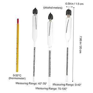 4 Pieces Meter Vinometer Meter for Liquors Liquid Meter Licorometer Hydrometer Hydrometer Spirit Wooden Box Glass