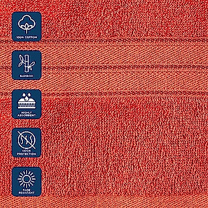 CANNON 70% Cotton 30% Bamboo 2 Bath, 2 Hand, 2 Washcloths Towel Set, 550 GSM, Super Absorbent, Breathable, Ultra Soft (Coral)