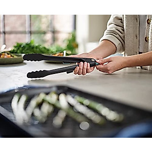 Joseph Joseph Duo Lockable Tongs Hygienic with Integrated Tool Rest & Non-Slip Feet, Suitable for Non-Stick Cookware, Heat-Resistant