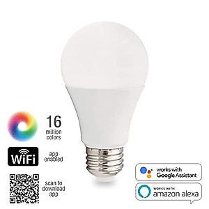 Maxxima Smart WiFi Light Bulb, LED Color Changing A19 Luvoni Bulb, Compatible with Alexa and Google Home Assistant, 800 Lumens, Bluetooth/WiFi Enabled, Controlled via App, 4-Pack