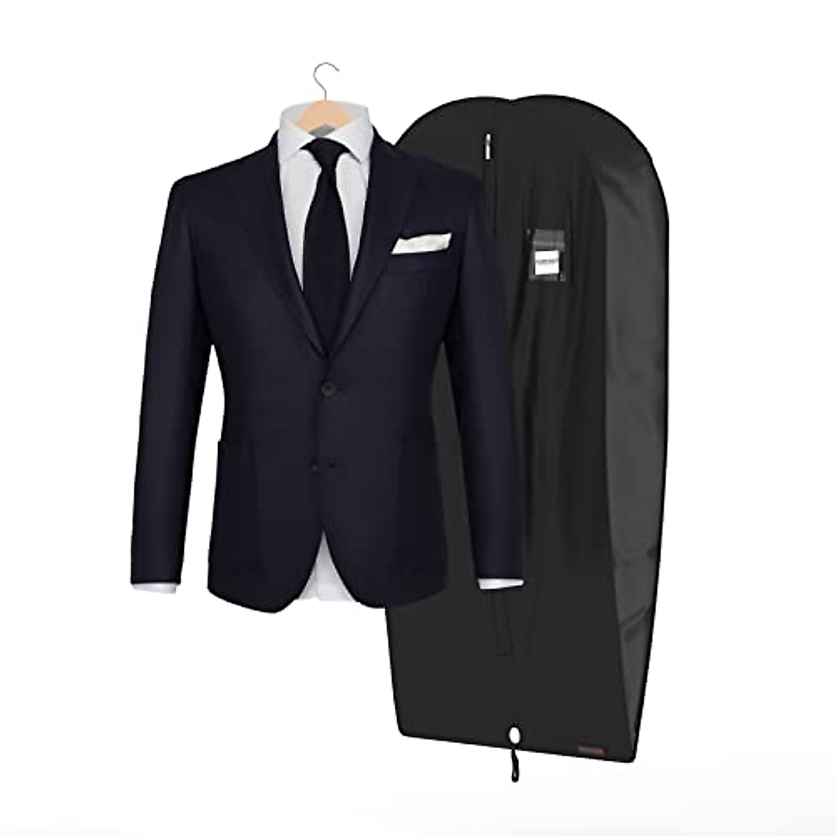 HANGERWORLD Black 44in Nylon Gusseted Garment Bags for Hanging Clothes Multi Garment Carrier Cover for Suits and Dresses