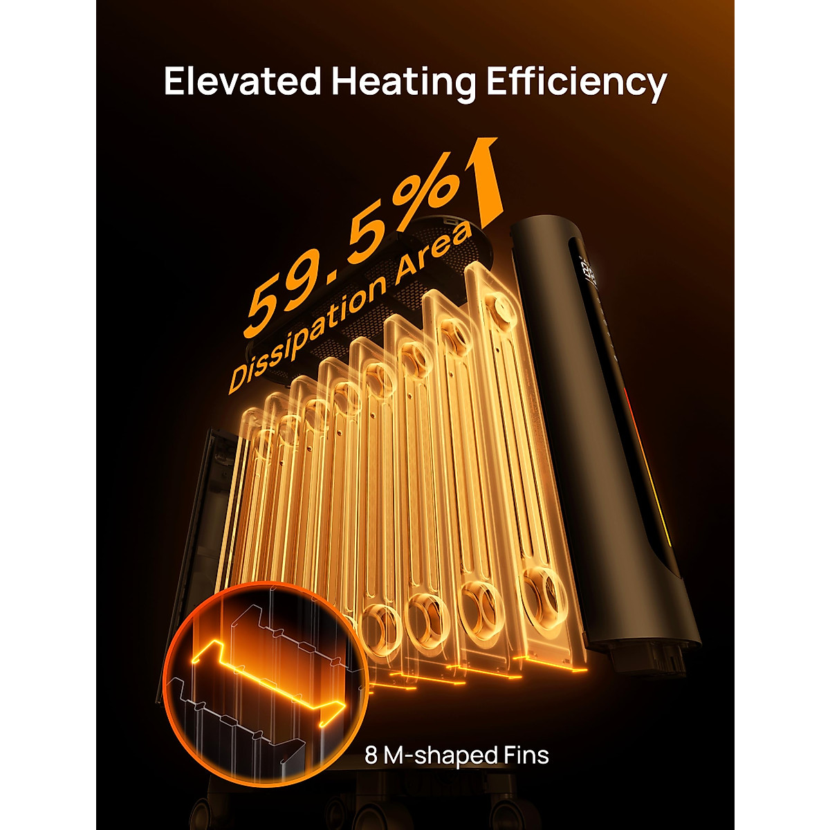 Dreo Oil Filled Radiator Heater, 1500W Radiant Heater with Remote Control, Digital Thermostat, 4 Modes, 24h Timer, 10 Safety Protections, Child Lock, Space Heaters for Indoor Use Large Room Bedroom