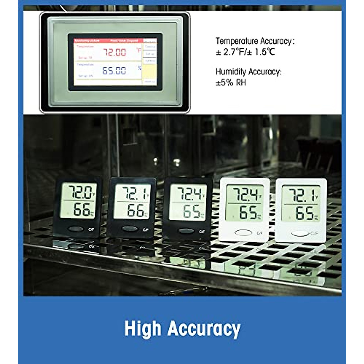 Indoor Hygrometer Thermometer, Room Thermometer with Large LCD Display, Temperature Humidity Sensor with Comfort Indicator, Humidity Monitor for Home Office