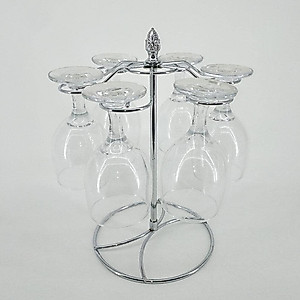 Cabilock Wine Glass Holder Table Top Wine Glass Rack Freestanding Countertop Stemware Storage Rack with 6 Hooks Wine Glass Stand Racks Holder Kitchen Glasses Accessories for Home Bar