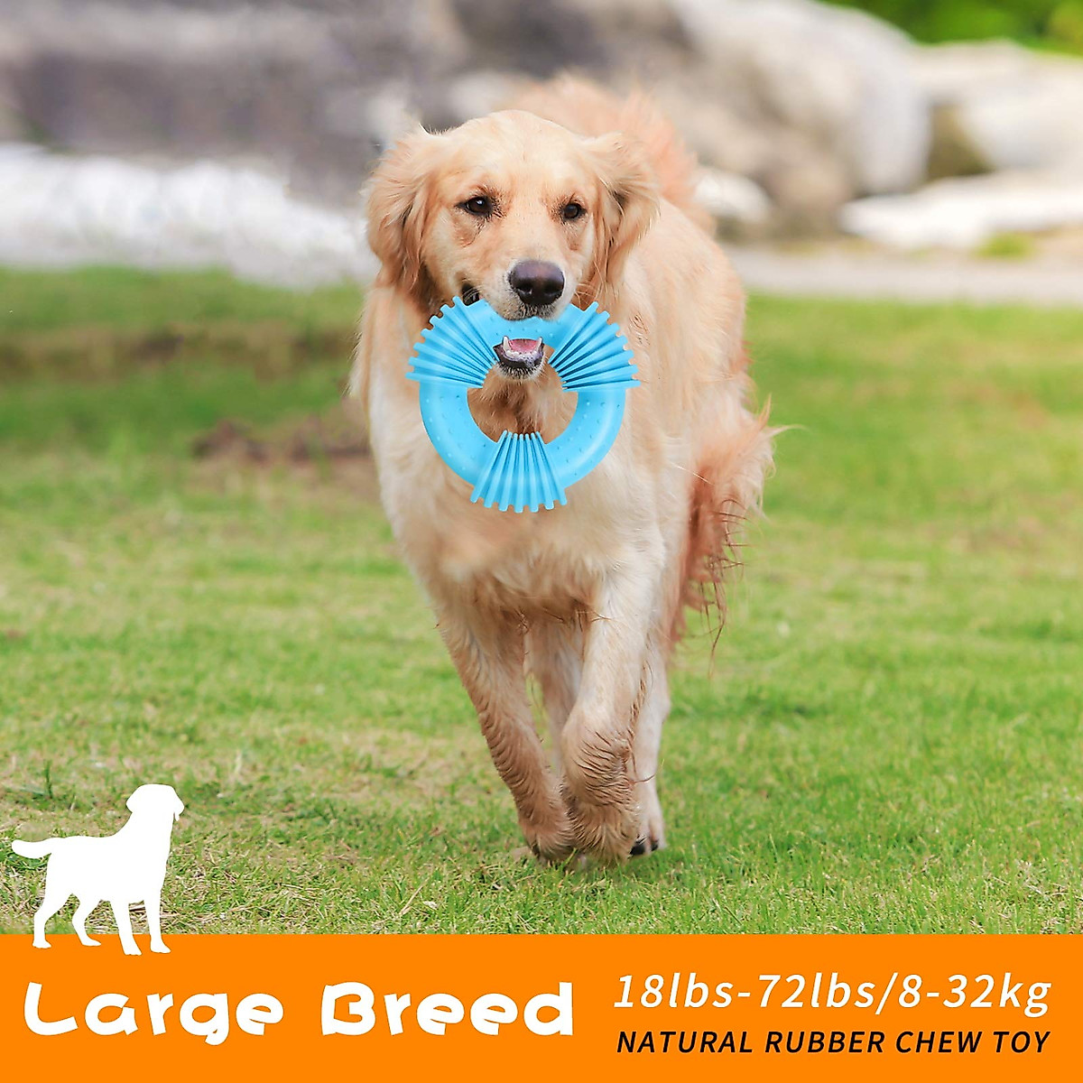 SIKROFEGEN Dog Chew Toy for Aggressive Chewers Medium and Large Breed, Freezable Dog Chew Toys for Teething Dogs, Ultra-Tough Natural Rubber Nearly Indestructible Donut Dog Toy, Dog Chew Ring Toys