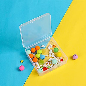24 Pack Small Clear Plastic Storage Containers with Lids,Beads Storage Box with Hinged Lid for Beads,Earplugs,Pins, Small Items, Crafts, Jewelry, Hardware (2.9x2.9 x1 & 2.1x2.1 x0.8 Inches)