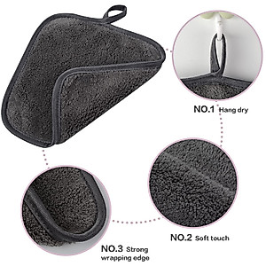 SINLAND Makeup Remover Cloth,Reusable Microfiber Makeup Remover Pads,Washable Facial Cleansing Cloths,Soft Microfiber Face Washcloths for All Skin Types,Face Towels with Mesh Bag, 6x6 Inch 12Pack Grey