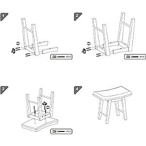Iwell Vanity Stool, Vanity Bench with Rubberwood Legs & Padded Cushion, Vanity Chair, Vanity Seat, Makeup Dressing Stool for Bedroom, Natural