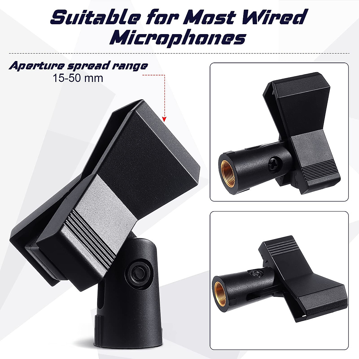 Mic Clips for Stands 4 Pieces Microphone Clip Holder with 4 Adapters Adjustable Microphone Holder Wireless Mic Holder Clamp for Mic Stand with 5/8 Inch Male to 3/8 Inch Female Adapter