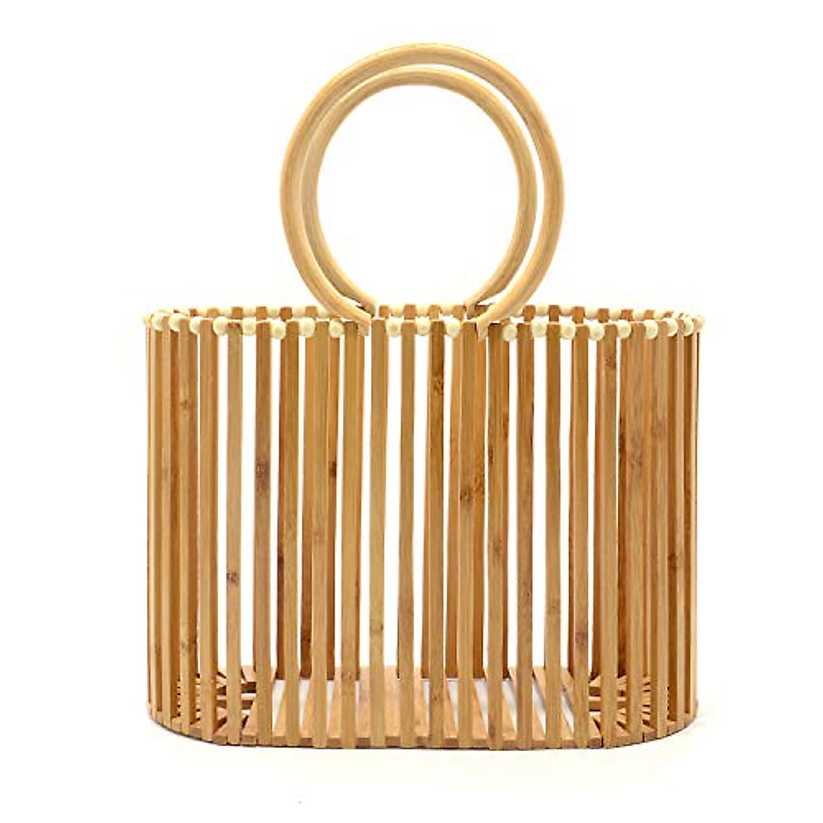 Miuco Women Top Handle Handbags Bamboo Purses Tote Brown