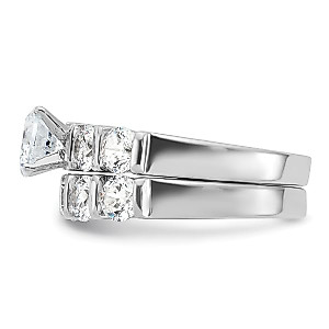 925 Sterling Silver Cubic Zirconia CZ Engagement Ring Wedding Band 2-piece Bridal Jewelry Set Size 8