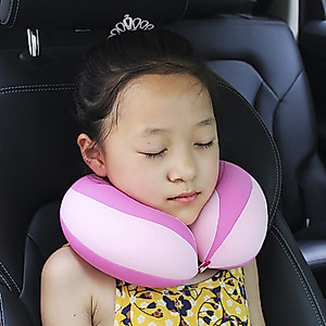 Neck Pillow Kids Travel Pillow Head Support Pillow Cute Cozy U Shape Neck Pillow for Car Seat Airplanes Train Soft Chin Neck Support Pillow Stroller Pillow Neck Protection for Boys Girls 5-12 Years