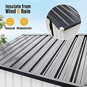 LAUSAINT HOME 6x4FT Outdoor Storage Shed, Large Waterproof Storage Tool Bike Sheds & Bulidings with Lockable Door for Backyard, Garden, Patio Lawn, Galvanized Steel, White