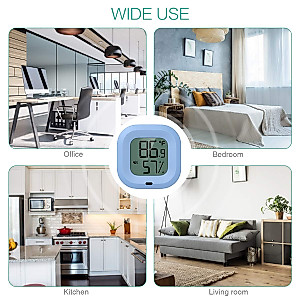 ORIA Wireless Thermometer Hygrometer, Mini Wireless Indoor Temperature Humidity Sensor, Temp Humidity Gauge Meter with APP Alert Free Data Export for Home, Blue