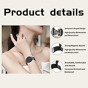 HAYONLIY Magnetic Bands Compatible for Samsung Galaxy Watch 7/FE/6/5/4 40mm 44mm, 5 Pro, Watch 4/6 Classic 42mm 46mm 43mm 47mm, 20mm Mesh Stainless Steel Bling Strap, Dressy Wristband for Women