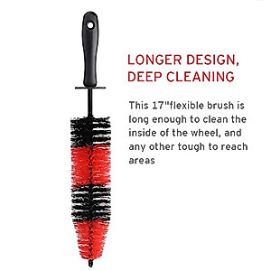 Fitosy Wheel Rim Brush, Soft Bristle Long Master Car Wheel Brush Rim Tire Detailing Brush Car Washing Brush for Wheels Rims Exhaust Tips Vehicle Engine Motorcycles,No Scratches (Wheel)