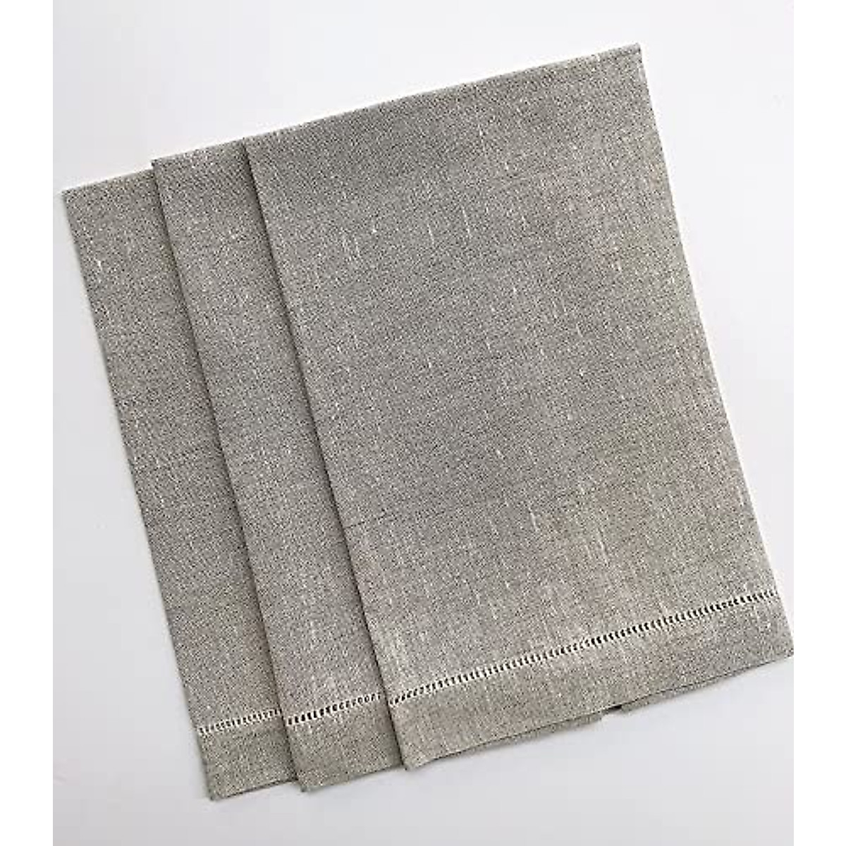 Natural Linen Hem Stitch Hand Towels - Set of 6 14"x22"-Ladder hemstitch 100% Linen Cloth Guest Towels Luxury