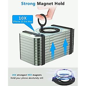 enGMOLPHY Phone Ring Holder with MagSafe, 360° Rotation Grip Finger Kickstand【Remove It to Wireless Charge】 Compatible with iPhone 14 Pro/Max/Plus, 13 12Pro/Max/Mini