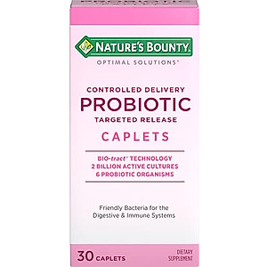Probiotic by Nature's Bounty, Controlled Delivery Dietary Supplement, Supports Digestive,Intestinal and Immune Health, 30 Caplets