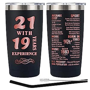 Henghere 40th Birthday Gifts for Women, 40th Birthday Gift for Friend, Mom，Sister, Wife, Aunt, Coworker, Happy 40 Year Old Birthday Decorations Women | Thermos Cup - Black