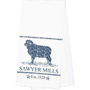 VHC Brands Sawyer Mill Lamb Kitchen Towel, Blue, 19x28