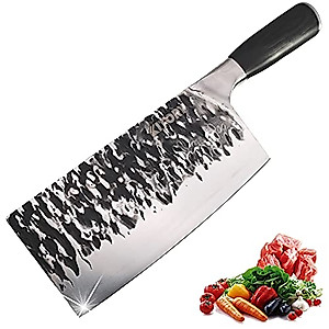 Kitory Meat Cleaver Heavy Duty Chinese Chefs Knife Forged Butcher Knife Handmade 8" Chopper Knife Traditional Kitchen Knife for Cutting Chopping Meats, Small Bones and Vegetables