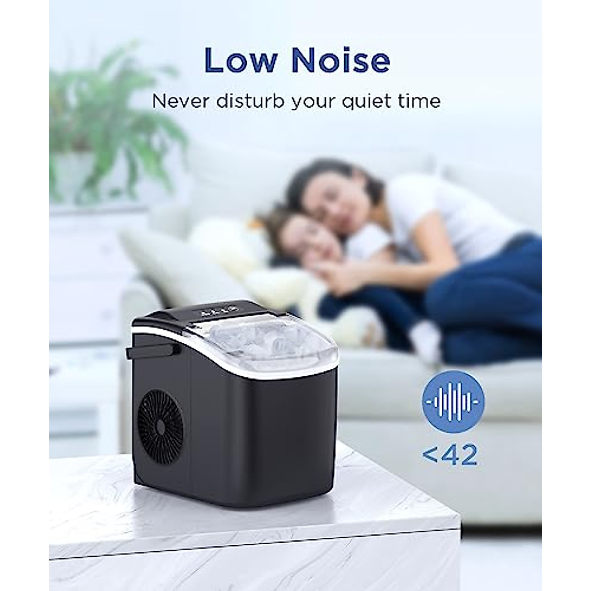 COWSAR Portable Countertop Ice Maker Machine with Self-Cleaning, 26.5lbs/24Hrs, 6 Mins/9 Pcs Bullet Ice, Ice Scoop and Basket, Handheld Ice Maker for Kitchen/Home/Office/Party