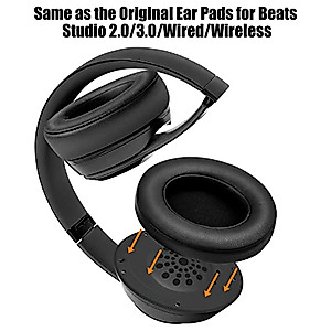 HiFan Replacement Ear Pads for Beats Studio 2.0 & 3.0 Wired/Wireless B0500 / B0501 - Extreme Comfort Ear Cushions Replacement kit Noise Isolation Adaptive Memory Foam Ear Cover, 2 Peices (Black)