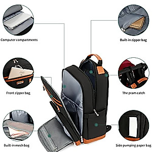 BILLITON MASHI Baby Diaper Bag Backpack for Mom, Travel Baby Bags for Boys Girls with Insulated Pocket Stroller Straps, Large Capacity, Black