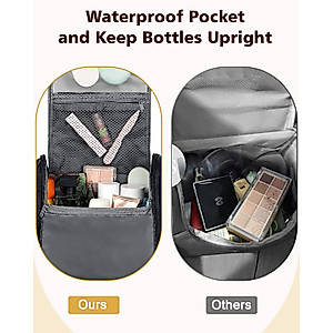 MULISOFT Toiletry Bag for Women and Men, Water-resistant Travel Makeup Bag with Hanging Hook, Compact Travel Toiletry Organizer Bag, Makeup Organizer Bag for Cosmetics, Dopp Kit Shaving Bag, Black