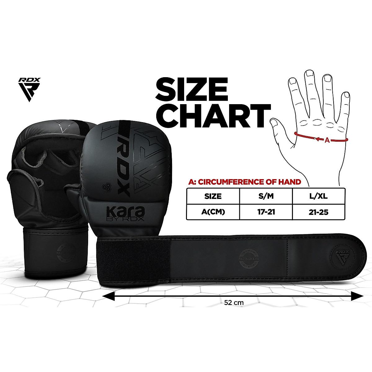 RDX MMA Gloves Sparring Grappling, Hybrid Open Palm Martial Arts Mitts Men Women, Maya Hide Leather Wrist Support, Cage Fighting Combat Sports Boxing Glove Training, Muay Thai, Punching Bag Kickboxing