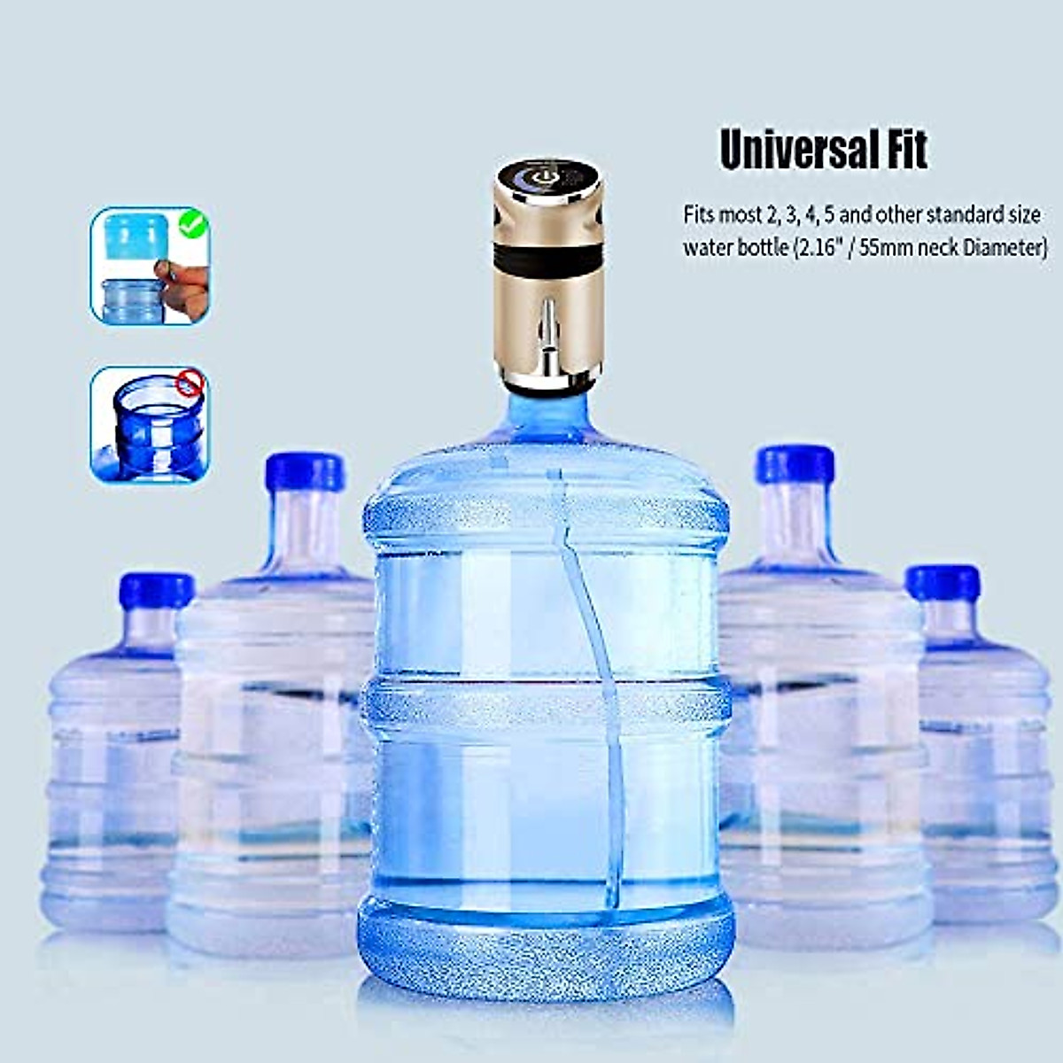 Water Pump for 5 Gallon Jug, Electric 5 Gallon Water Dispenser USB Charging Water Bottle Pump Universal Water Jug Dispenser with Child Lock and Automatic Off
