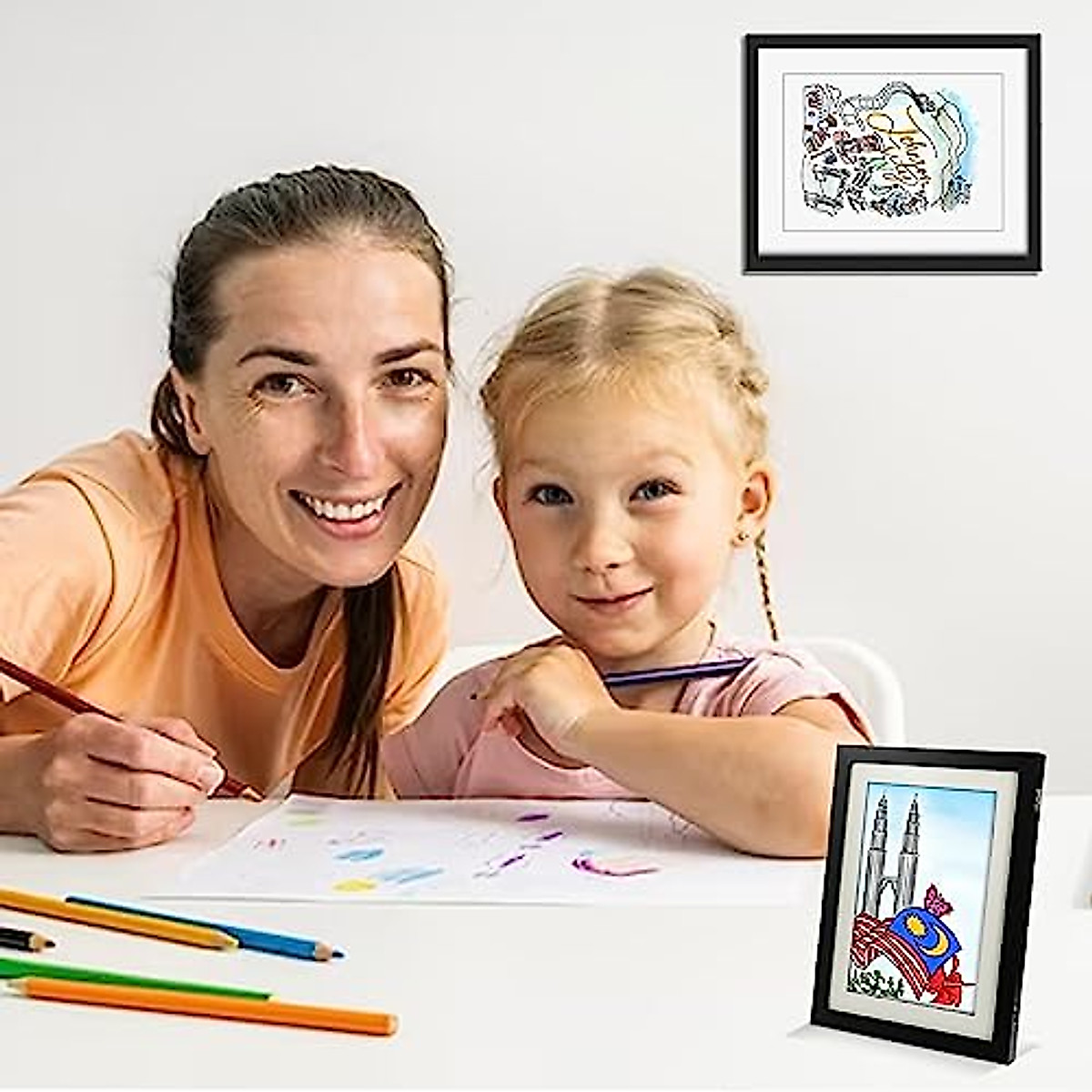 biuonga Kids Art Frames, Front Opening Picture Display for 3D Art, A4 Artwork, Crafts, and Drawings, Holds up to 50 Pieces, Perfect for Hanging, Portfolio Storage, and Children's Art (Black) 1pc