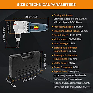 BEAMNOVA Metal Cutter Tool Electric Sheet Metal Nibbler Metal Sheets Cutter Kit Hand Tool Stainless Steel Metal Cutting Tools