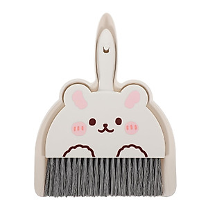 VOSAREA Mini Dustpan and Brush Set Small Broom and Dustpan Cleaning Set Hand Whisk Broom Set Portable Table Top Brush Set Dining Table Crumb Sweeper Cleaning Tools for Office White