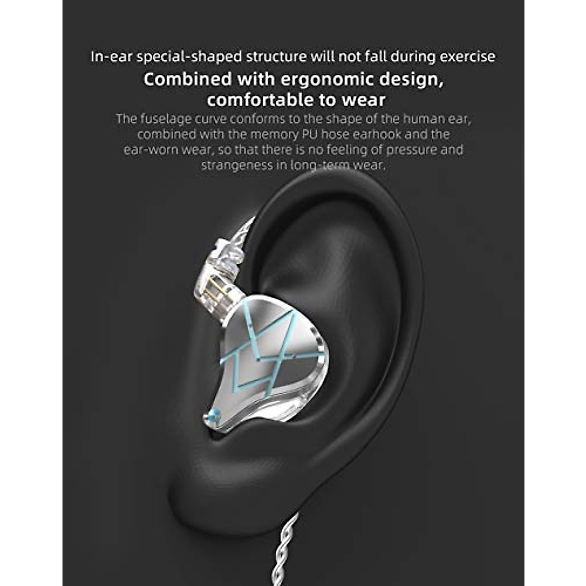 KZ ASX in-Ear Monitors, 10 Balanced Armatures Units per Side Customized HiFi IEM Wired Earphones/Earbuds/Headphones with Detachable Cable 2Pin for Musician Audiophile (Without Mic, Black)