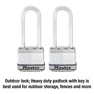 Master Lock M1XTLJ Magnum Heavy Duty Padlock with Key, 2 Pack Keyed-Alike, Steel
