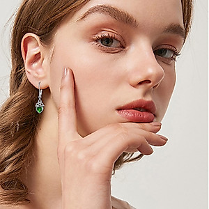 Celtic Emerald Birthstone Dangling Earrings 925 Sterling Silver Birthstone Emerald Green Drop Dangle Earrings May Birthstone Earring Celtic Jewelry Christmas Gifts for Women Graduation Gifts Birthday