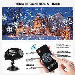 Christmas Snowfall Projector Lights, Highlight Dynamic LED Snow Light Projection, IP65 Waterproof Snowfall Spotlight Lighting for Xmas Holiday Wedding Party Home Garden Landscape, with Remote Control