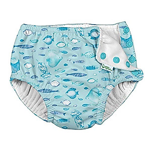 i Play Boys Reusable Absorbent Baby Swim Diapers Light Aqua Fish 18 Months